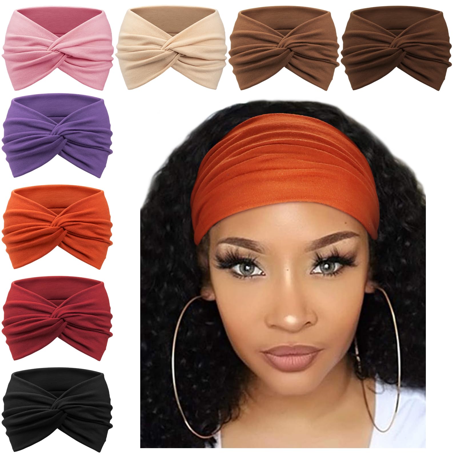 Amazon.com : AQOKKA Extra Wide Headbands for Women Large Turban ...