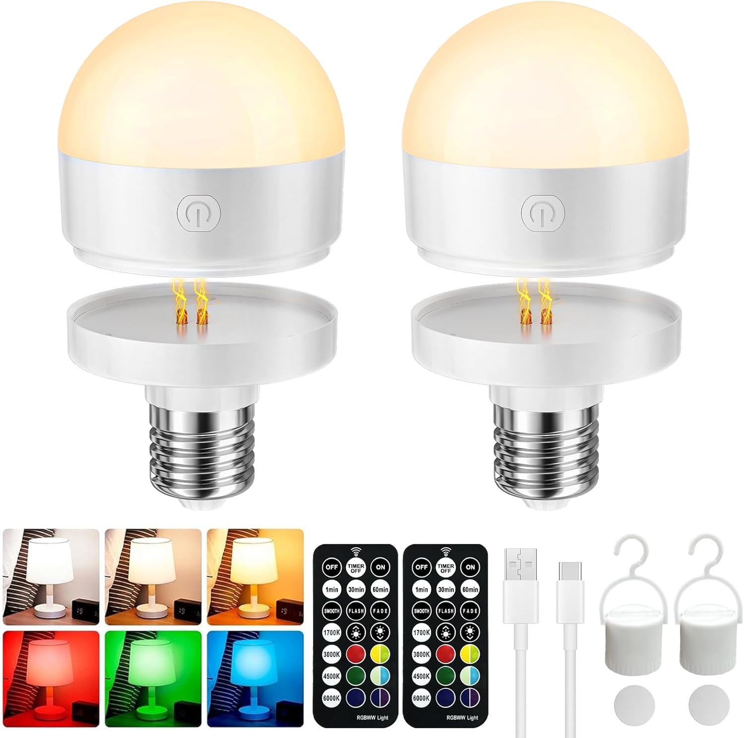 Rechargeable Light Bulb E26 with Auto Charging - Magnetic Wireless ...