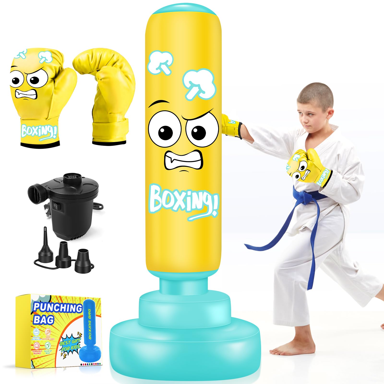 Home Workout Bag For Weight Loss 63-Inch Free-Standing Punching Bag For ...