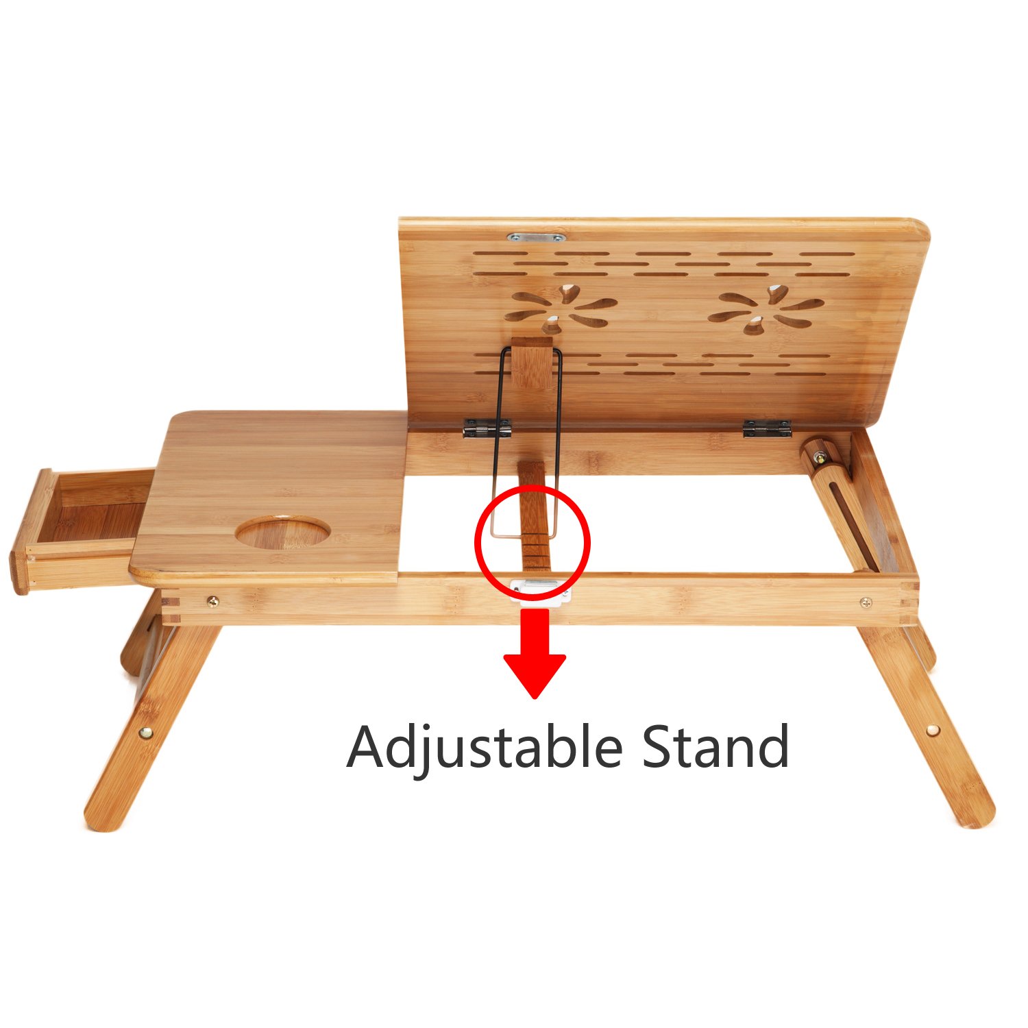 Buy Bamboo Laptop Stand, Folding Design Adjustable Laptop Stand Height ...