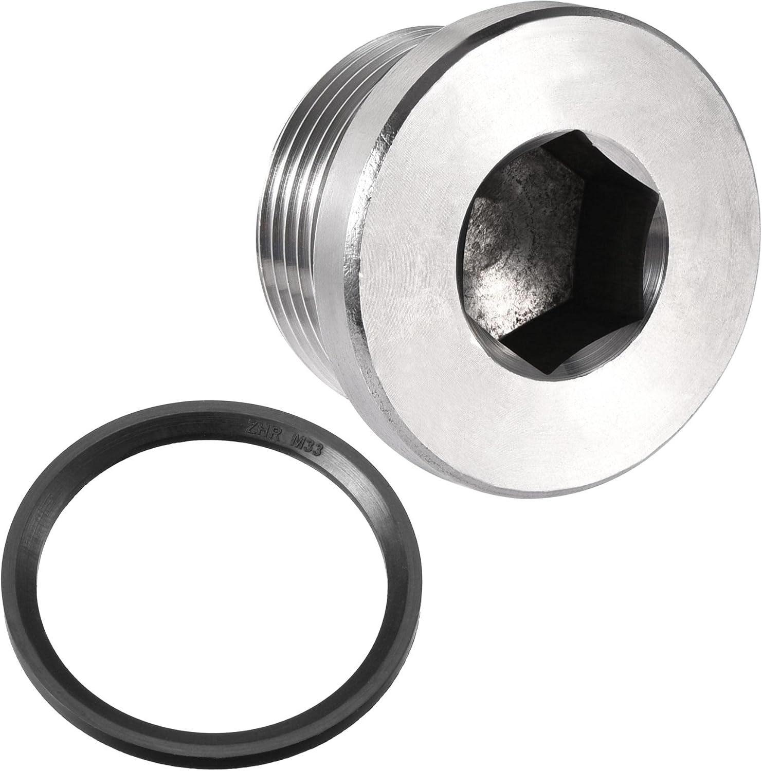 Amazon.com: uxcell Stainless Steel Inner Hex Head M33x2 Pipe Fitting ...