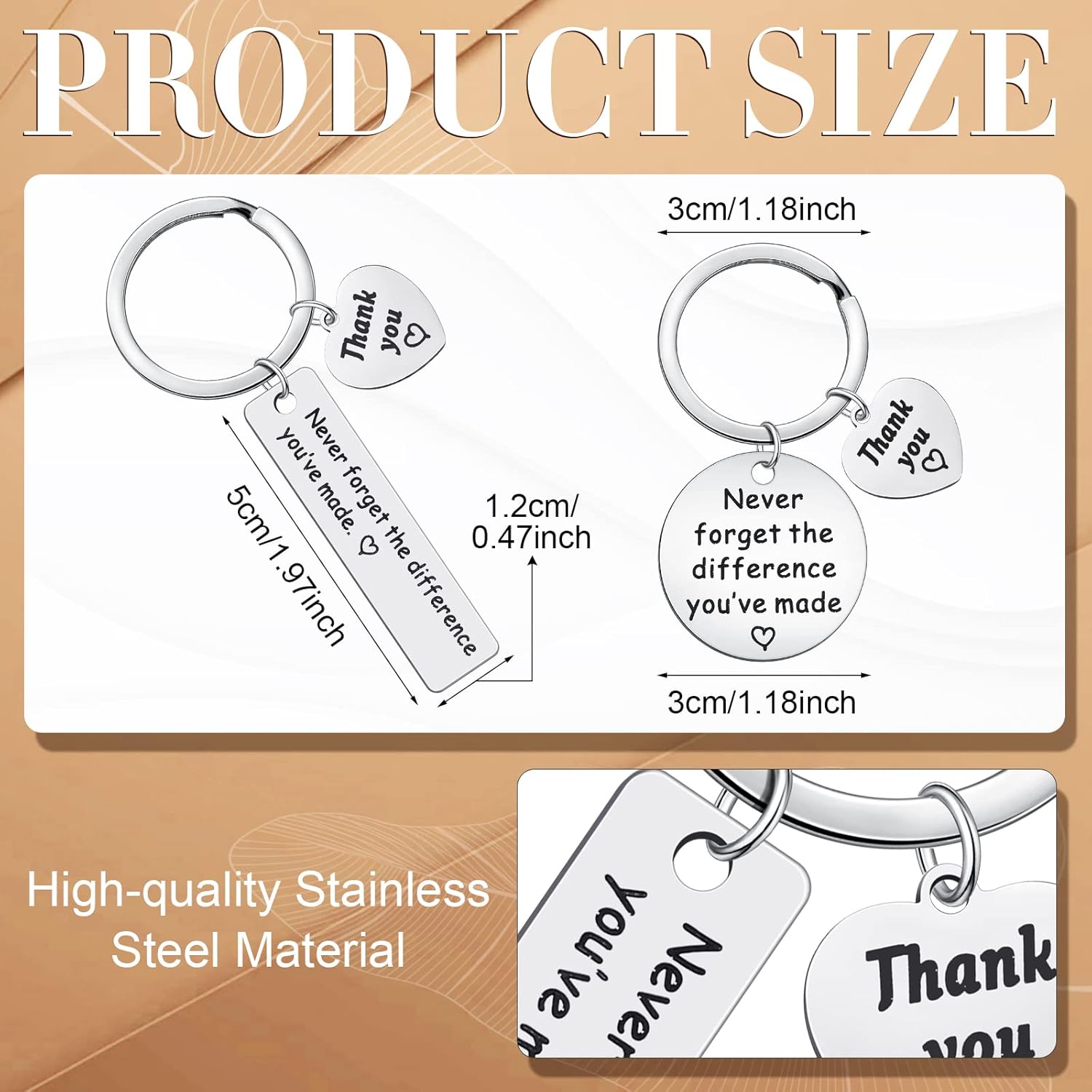 Amazon.com: Sasylvia 16 Sets Thank You Keychain Bulk Appreciation ...