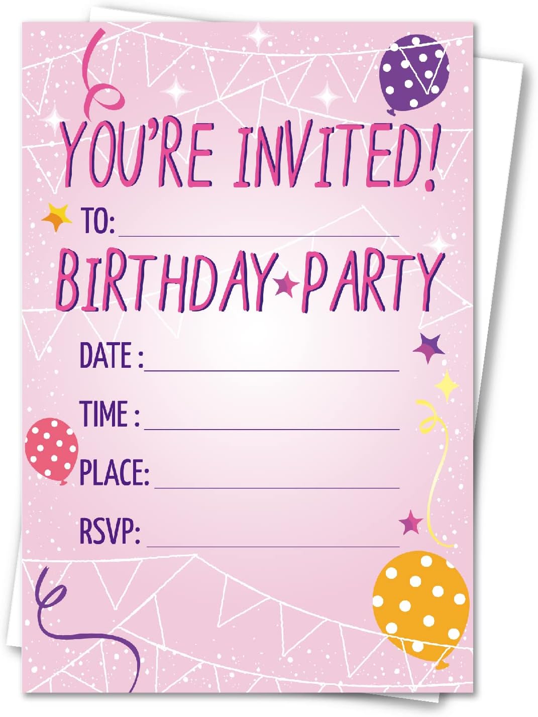 Amazon.com : Knibeo Girls Birthday Party Invitations - 4x6 Inches Pink ...
