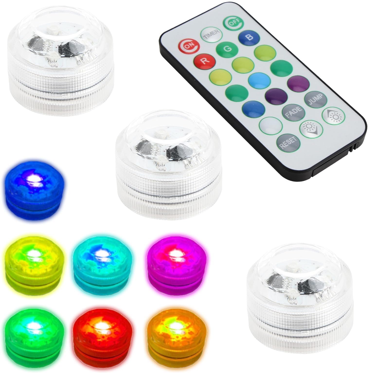 3pcs Mini Submersible LED Lights Waterproof LED Pool Lights with Remote ...