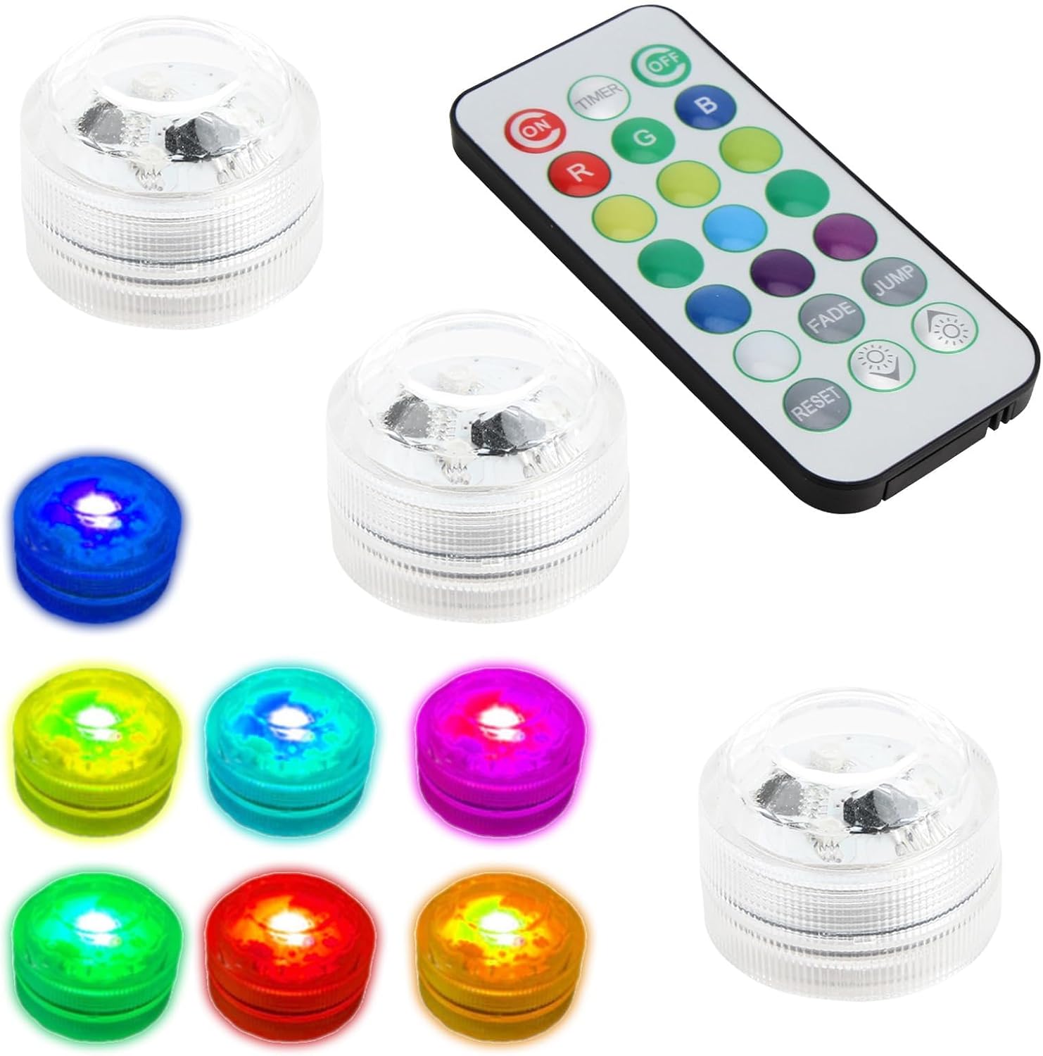 3pcs Mini Submersible LED Lights Waterproof LED Pool Lights with Remote ...