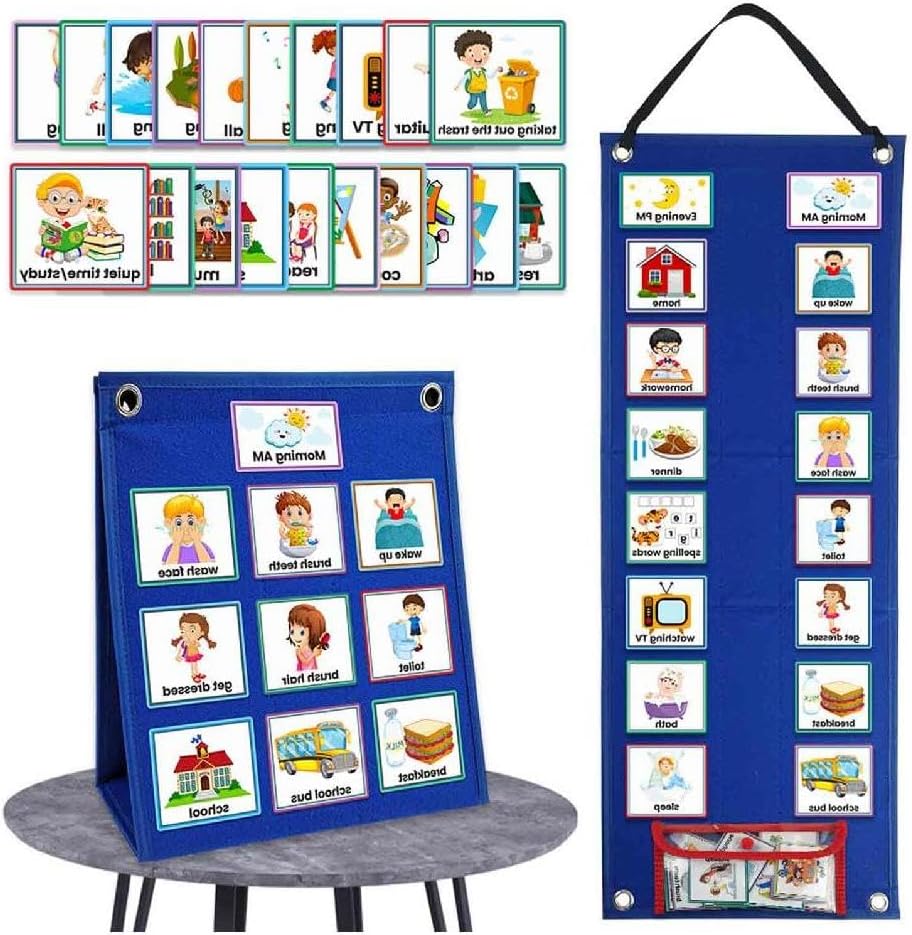 Amazon.com: Kids Visual Schedule Calendar With 70 Pieces Dots Routine ...