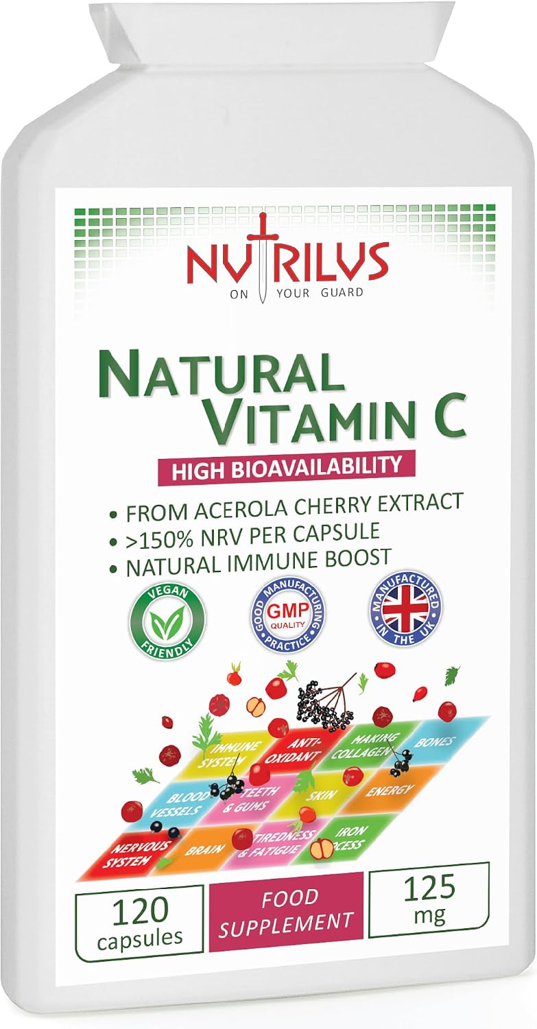 Natural Vitamin C Capsules from Acerola Cherry 500mg Extract - High ...