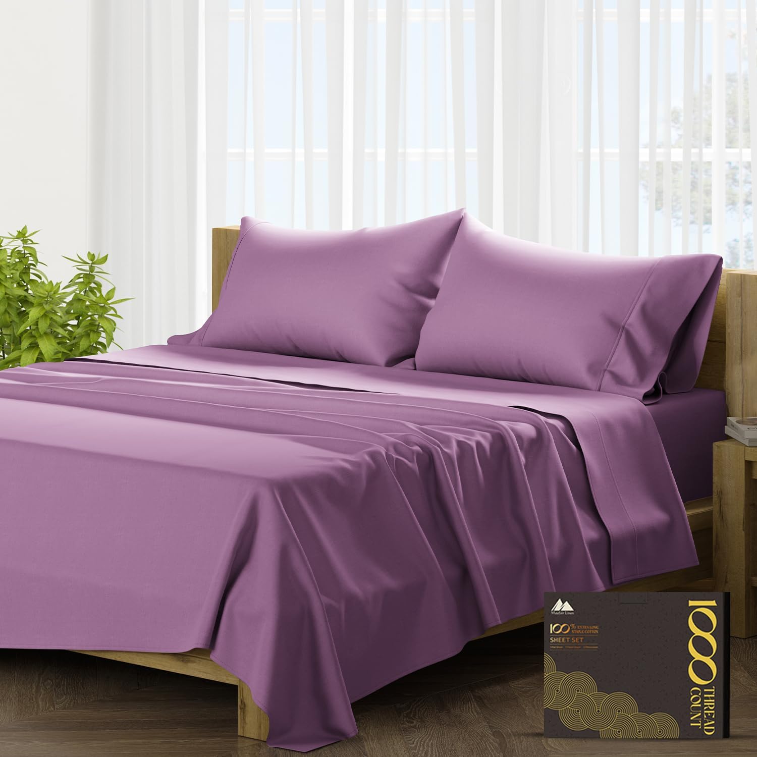 Amazon.com: Mayfair Linen 100% Egyptian Cotton Sheets Set King - 1000 ...