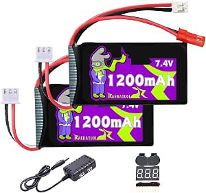 Amazon.com: Raebatuol 1200mAh 7.4V Li-ion Battery with JST & PH2.0 Plug ...