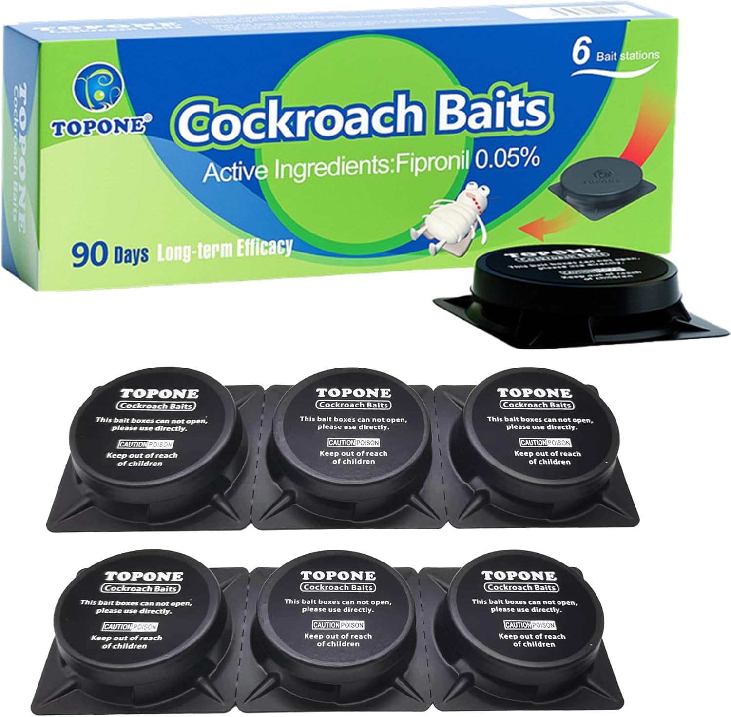 Pafnisoin Cockroach Killer 6 PCS Cockroach Bait Station, Powerful ...
