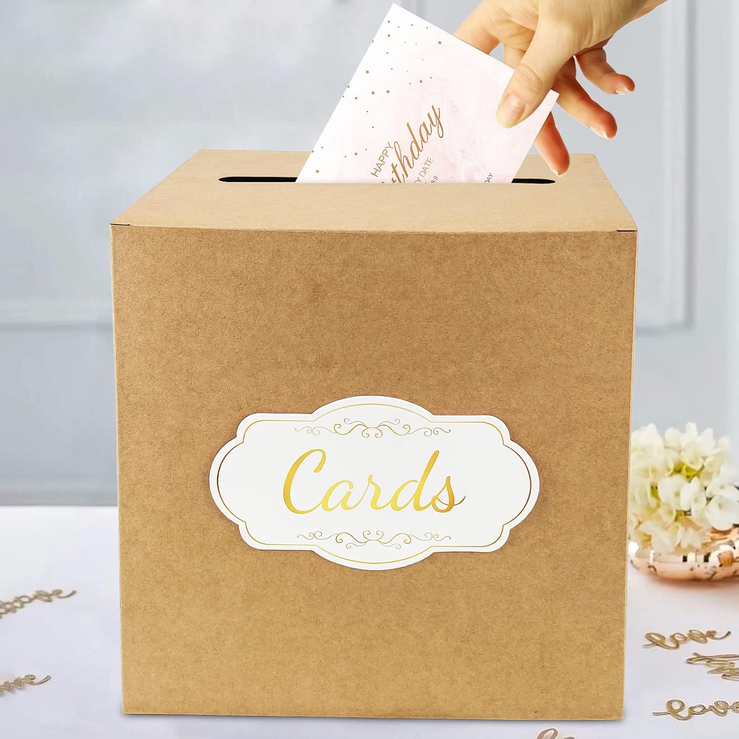 Paquete De 3 Cajas De Tarjetas De Boda De Papel Kraft Para Fiestas