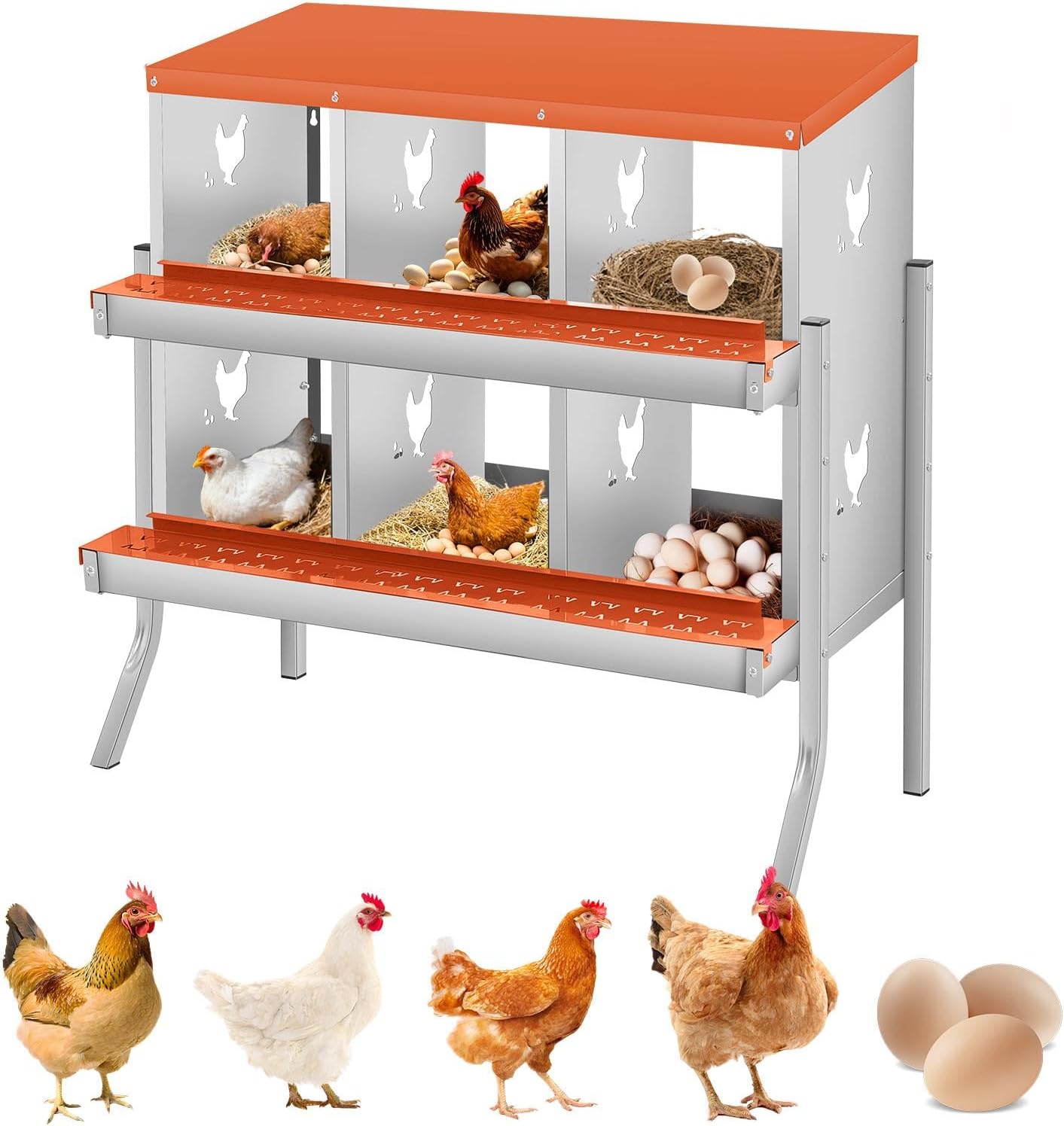 Amazon.com: Chicken Nesting Box with Bracket Legs, 6 Compartment ...