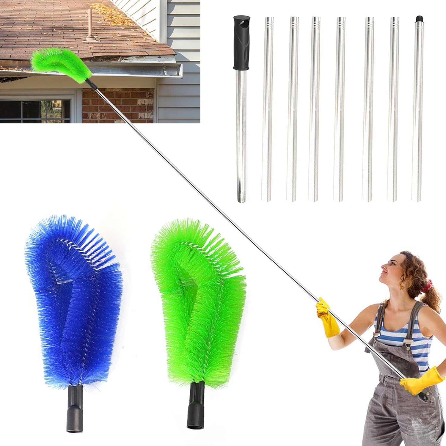 Telescopic Gutter Cleaning Tools - 317CM 8 Pole Extendable Gutter ...