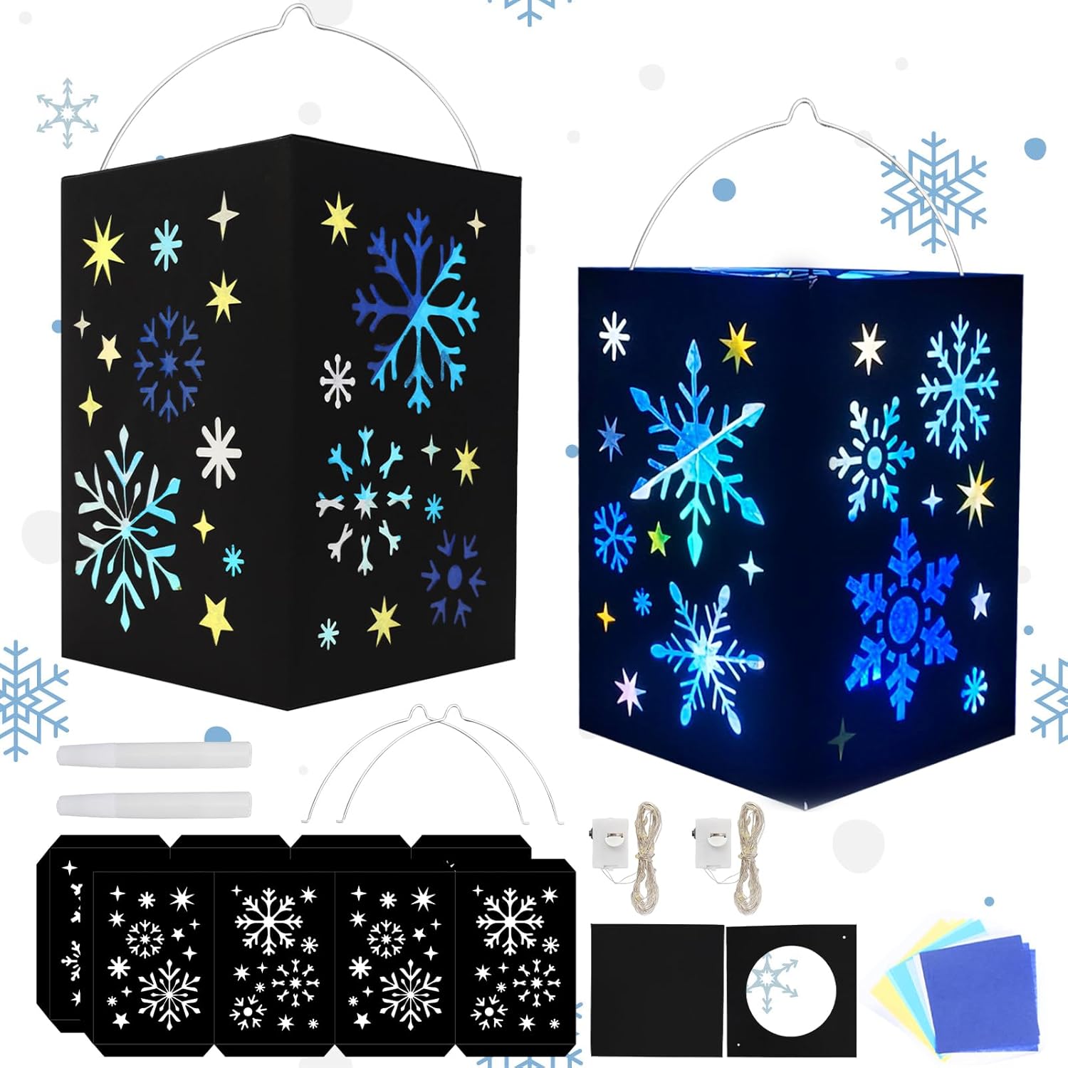 Amazon.com: HAKOTOM 2 Pack Winter Snowflake Crafts for Kids, LED ...