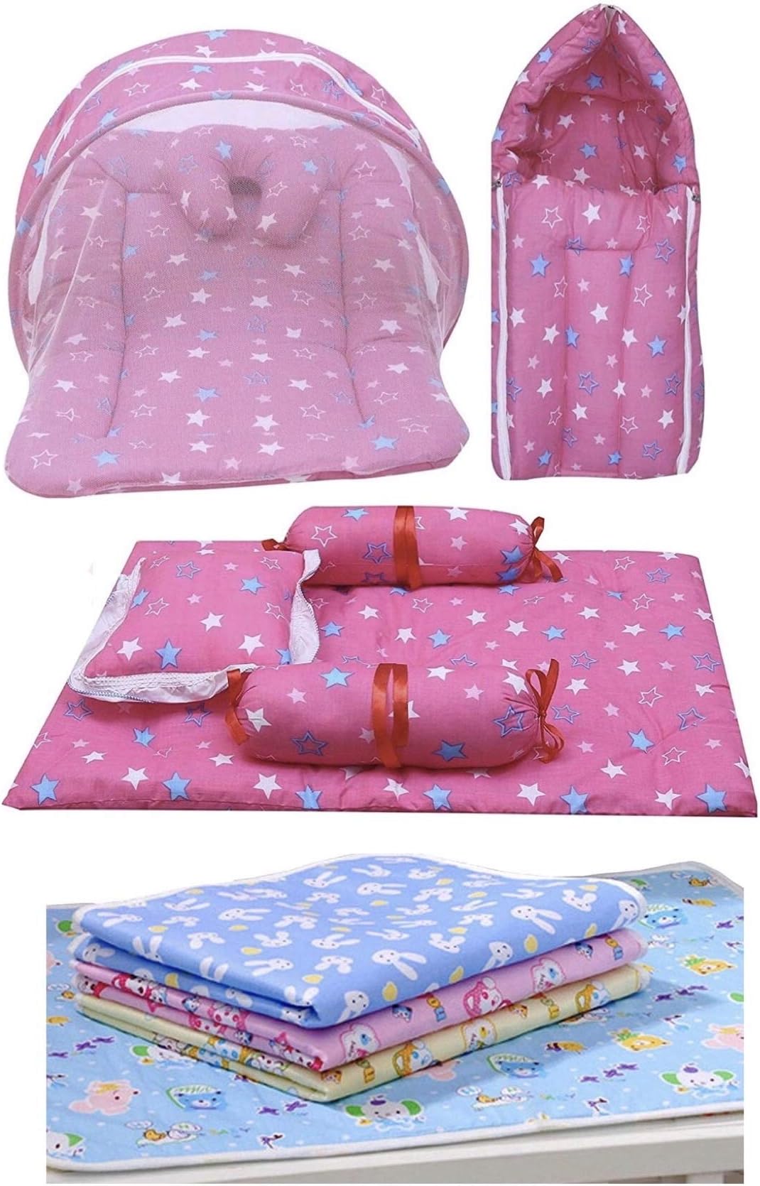 Infantbond Combo of Baby Cotton Mattress with Net- Sleeping Bag - 4 Pcs ...