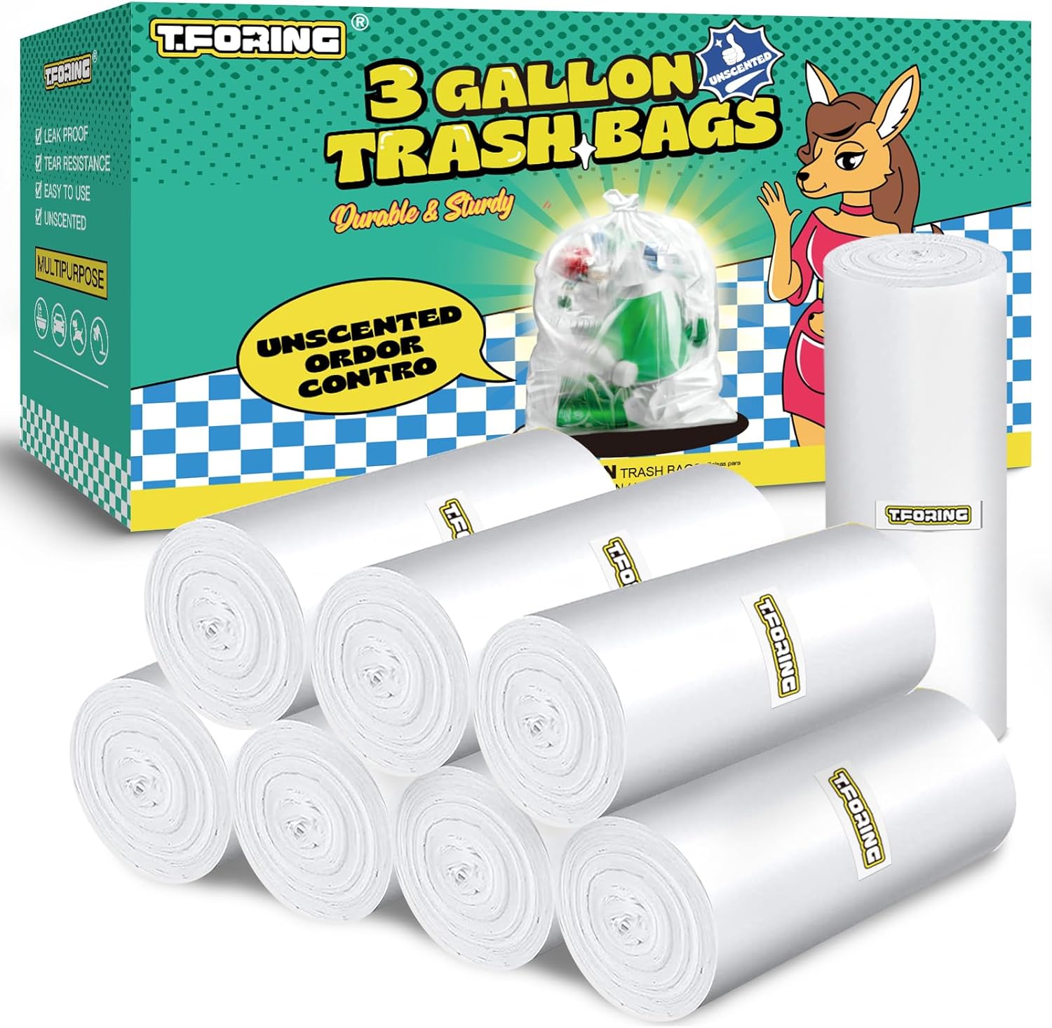 Amazon.com: T.FORING Small Trash Bags 3 Gallon - 240 Count Clear Garbage Bags Unscented,12 Liter ...