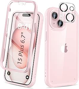 Amazon.com: BANLEA Compatible with iPhone 15 Plus Case Phone Case Rugged Cover Pink | Full Body ...