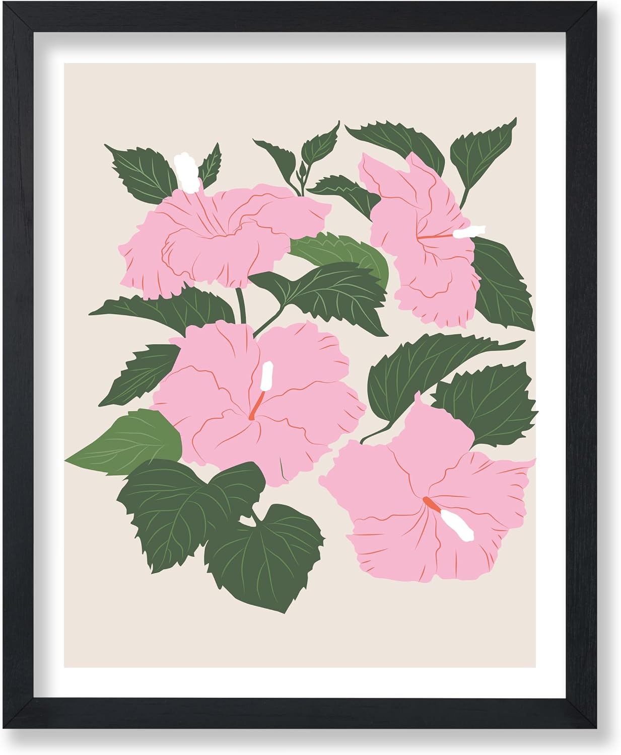 Amazon.com: Poster Master Hibiscus Poster - Retro Pink Flowers Print ...