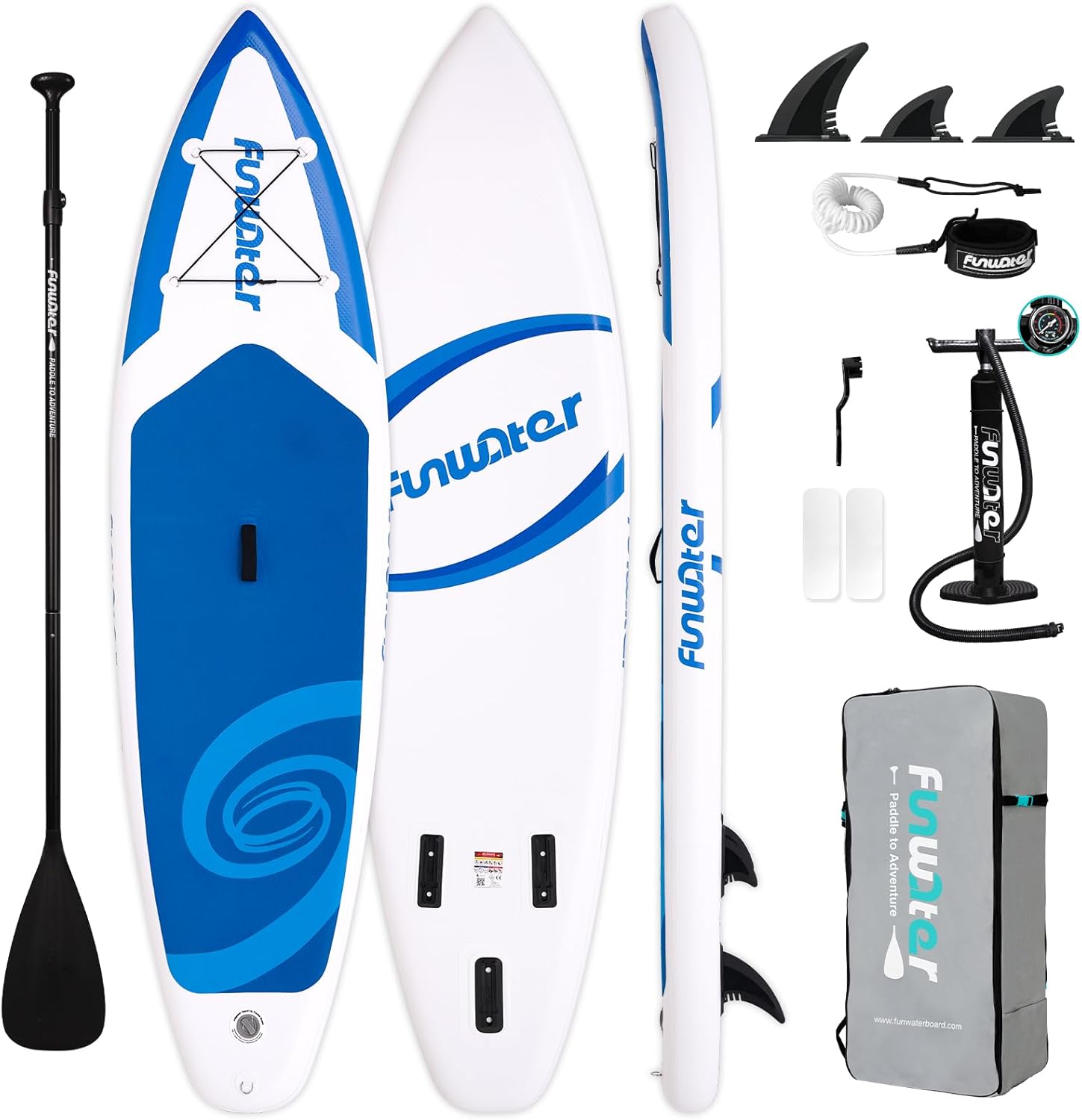 Amazon.com : FunWater SUP Inflatable Stand Up Paddle Board 10'x31''x6 ...