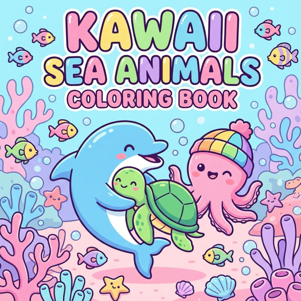 Amazon.com: Kawaii Sea Animals Coloring Book: 50 Cute Ocean Creatures ...
