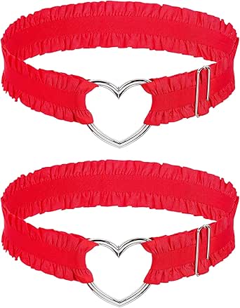 Amazon.com: 2 Pcs Adjustable Heart Lace Thigh Garters, Red Heart ...