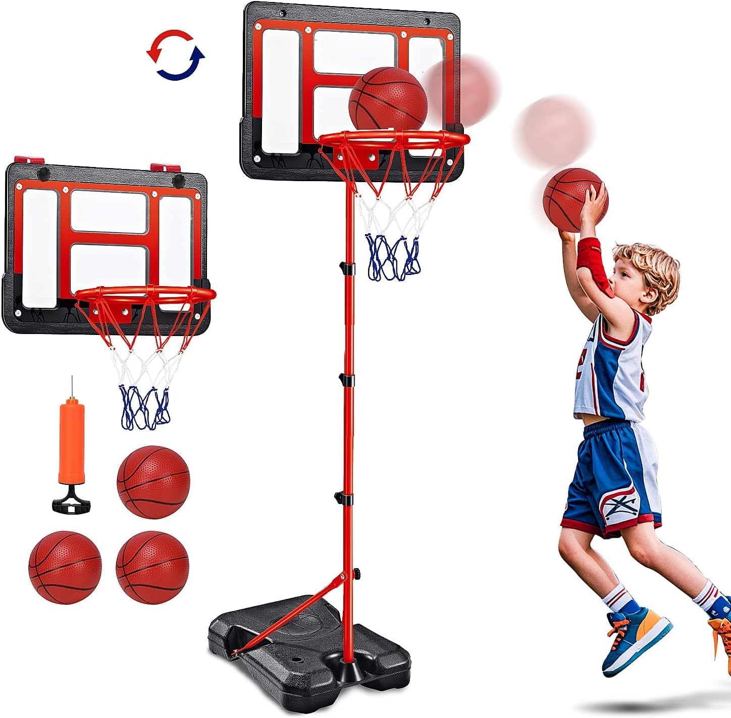 Kids Basketball Hoop with Stand, Adjustable Basketball Set, Toddler ...