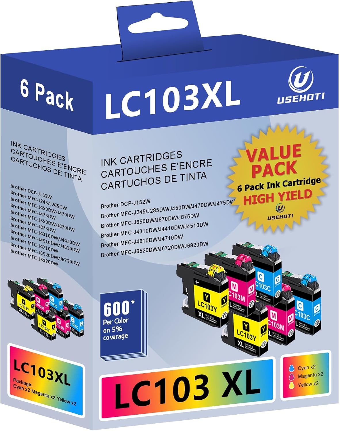 Amazon.com: USEHOTI LC103XL Color Compatible for Brother LC103 Ink ...