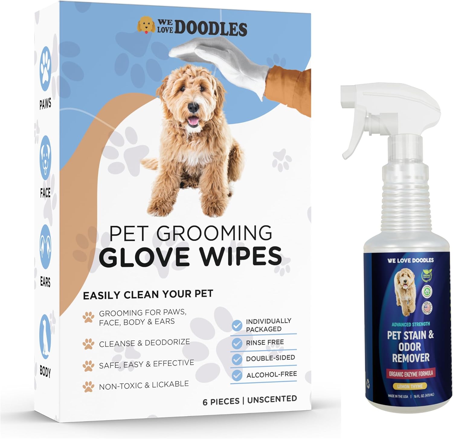 Amazon.com : We Love Doodles Dog Gloves Wipes & Pet Stain & Odor ...