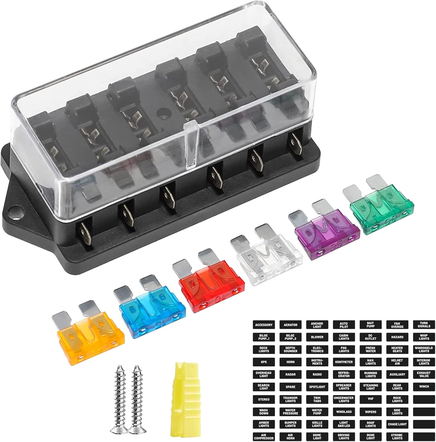 Amazon.com: RED WOLF 6 Way Fuse Block Blade Fuse Box with Standard ...