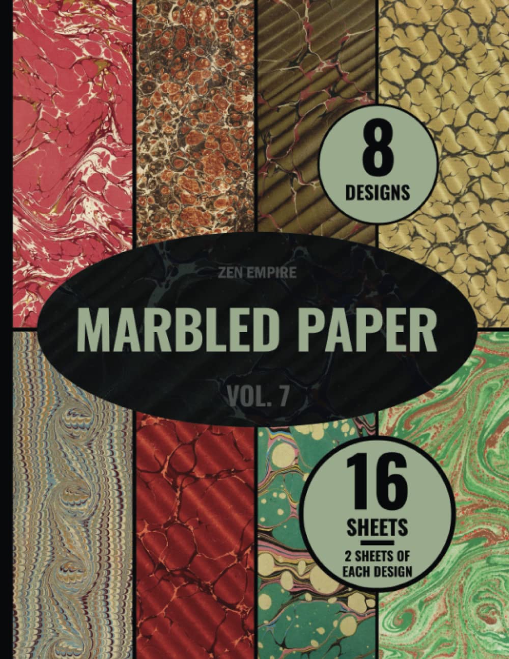 Marbled End Papers: 16 Sheets of Decorative Marbled Paper Designs 8.5 x ...