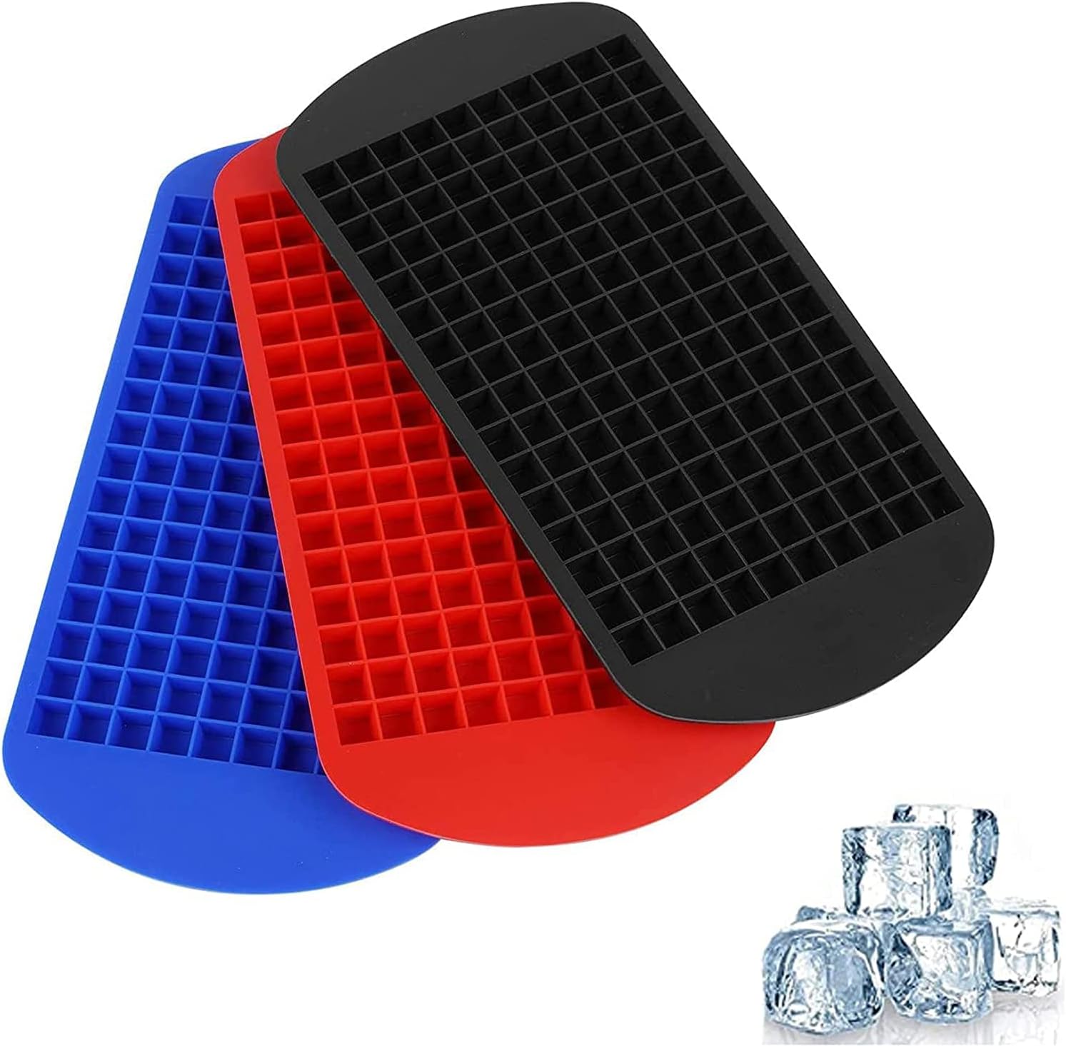 Amazon.com: baixikly 2Pcs Mini Ice Cube Tray 160 Grids Square Shape ...