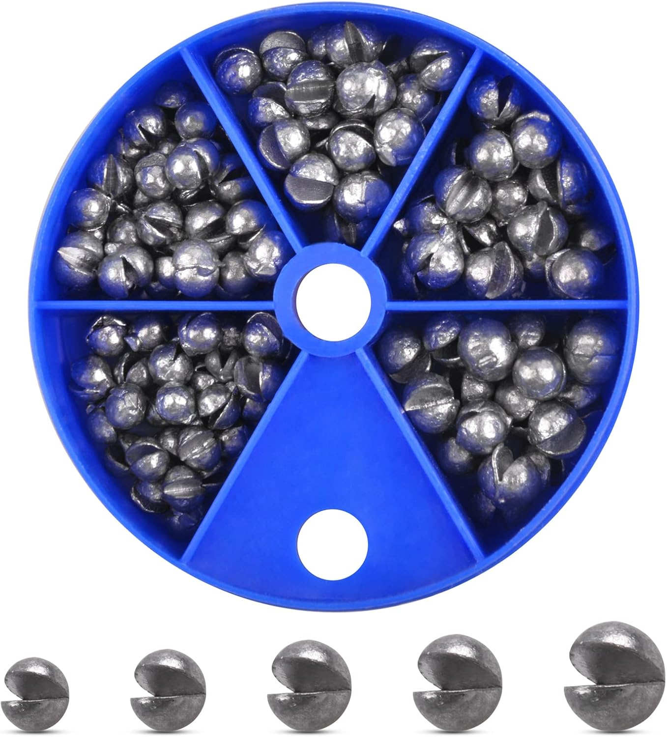 Amazon.com : 120g/box Sinker Weights Kit, Round Split Shot Fishing Weights Sinkers 5 Sizes/7 ...