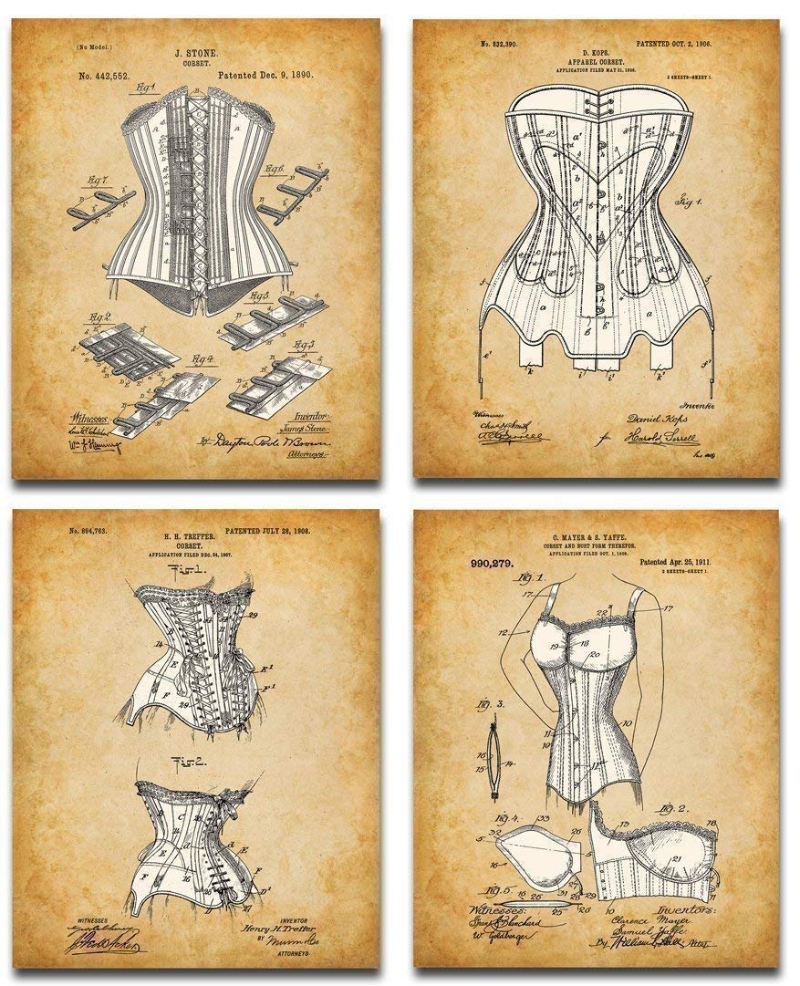Amazon.com: Original Corsets Patent Art Prints - Set of Four Photos ...