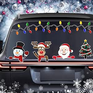 Amazon.com - Christmas Peeking Reflective Car Decals Santa Claus ...