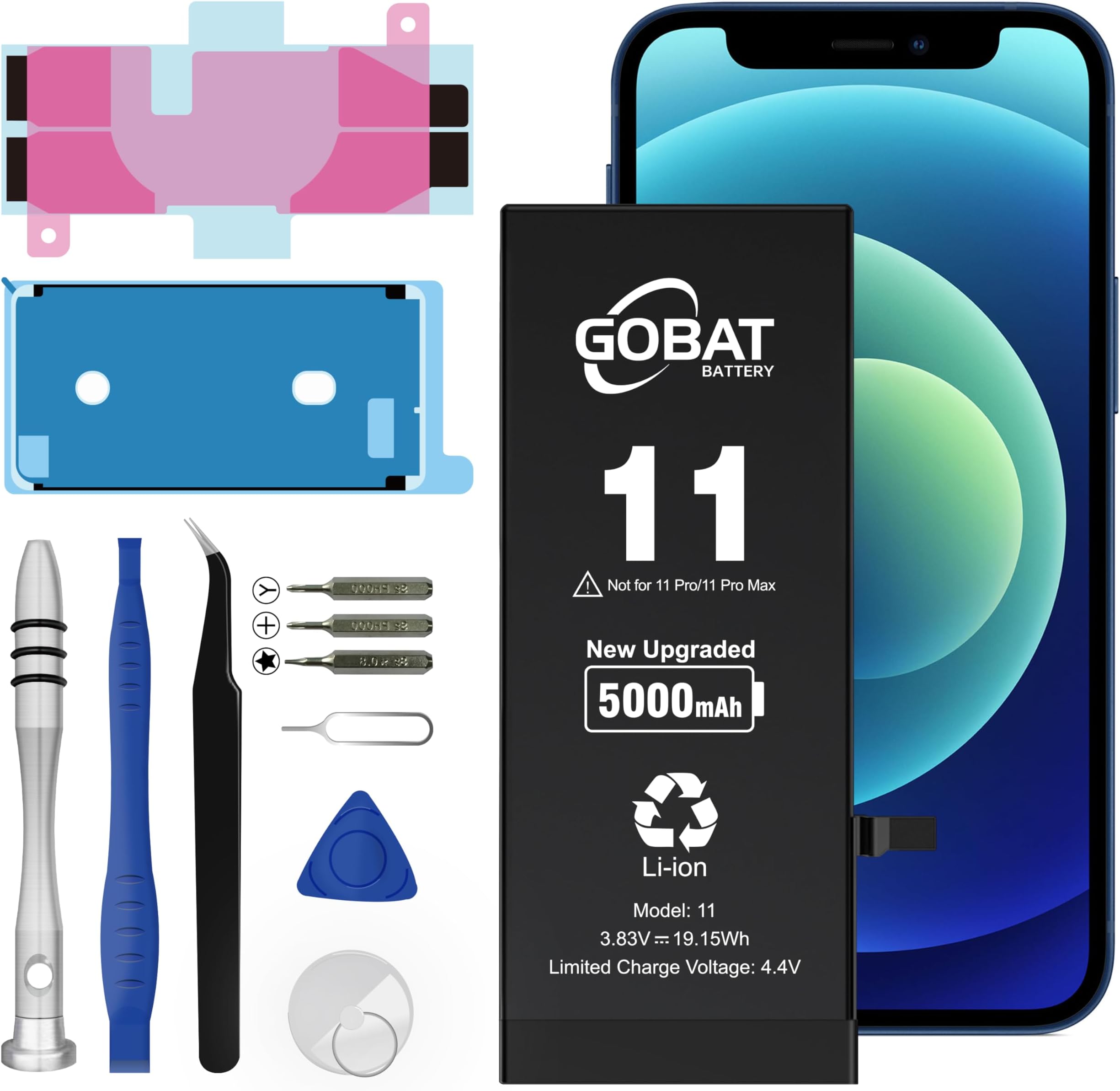 GOBAT Replacement for iPhone 11 Battery, 5000mAh High Capacity Battery ...