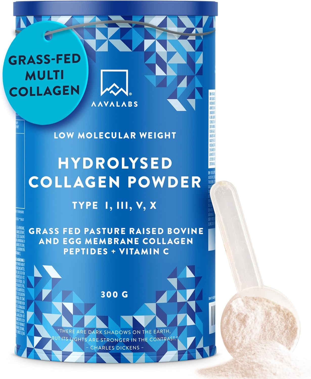 Multi Collagen Powder with Vitamin C - 300g - Grass Fed Bovine Collagen ...