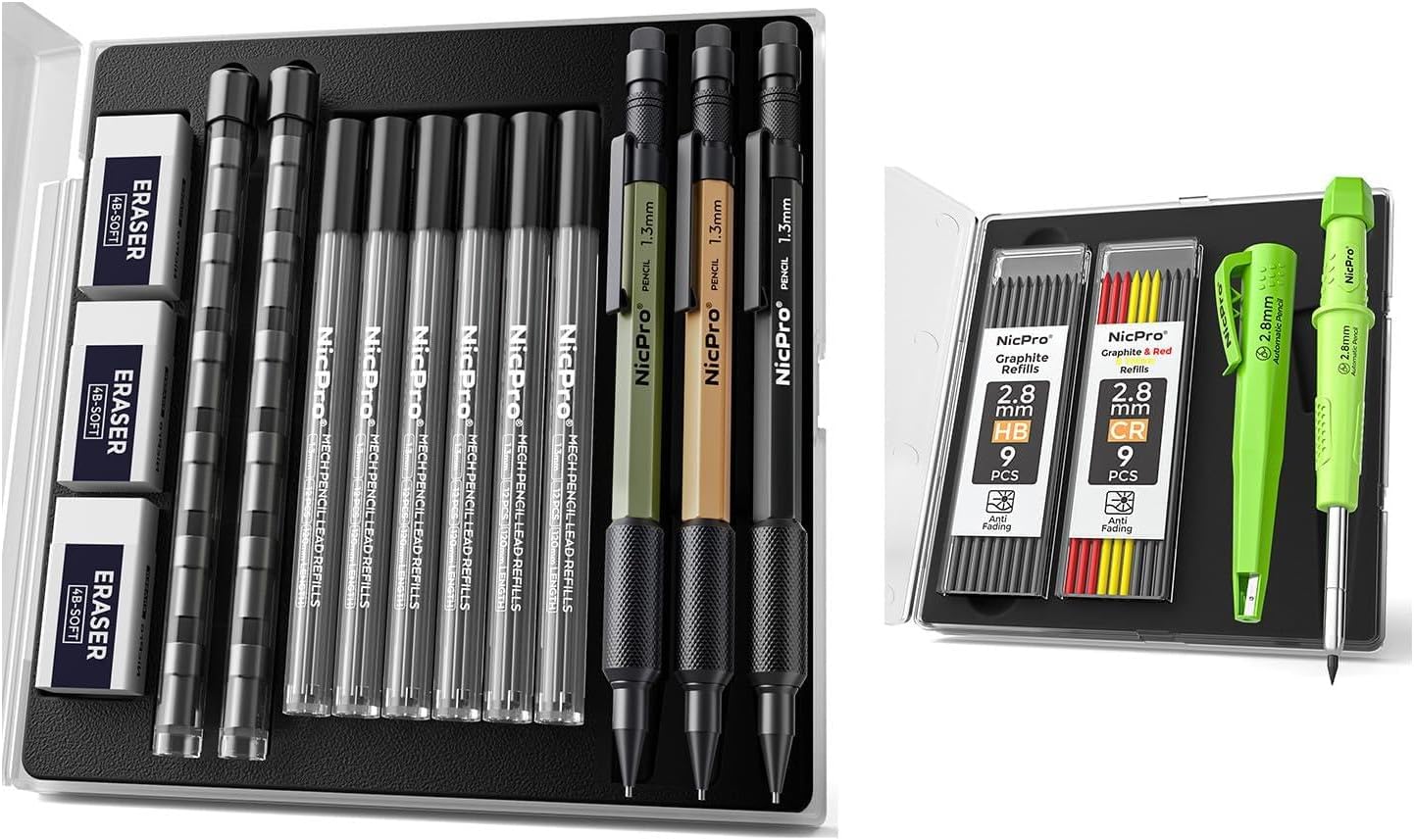 Amazon.com: Nicpro CP3000 Carpenter Pencil 2.8 mm with Sharpener 3 PCS ...