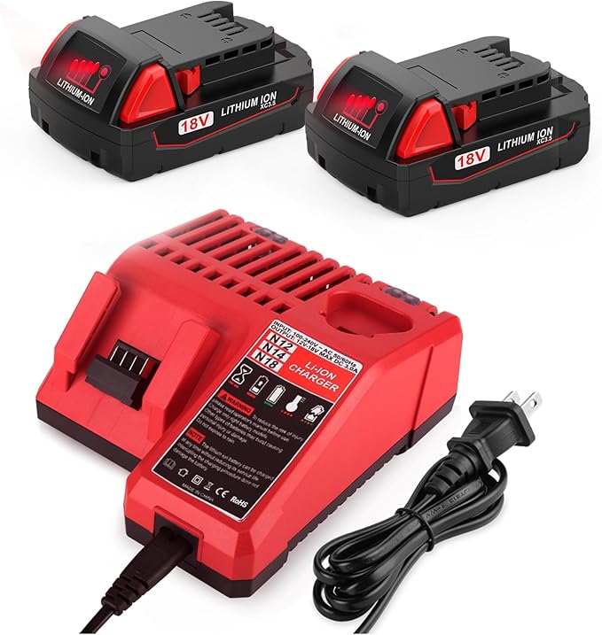 BECDXPal - Paquete de 2 paquetes de 3,5 Ah para batería Milwaukee M18 ...