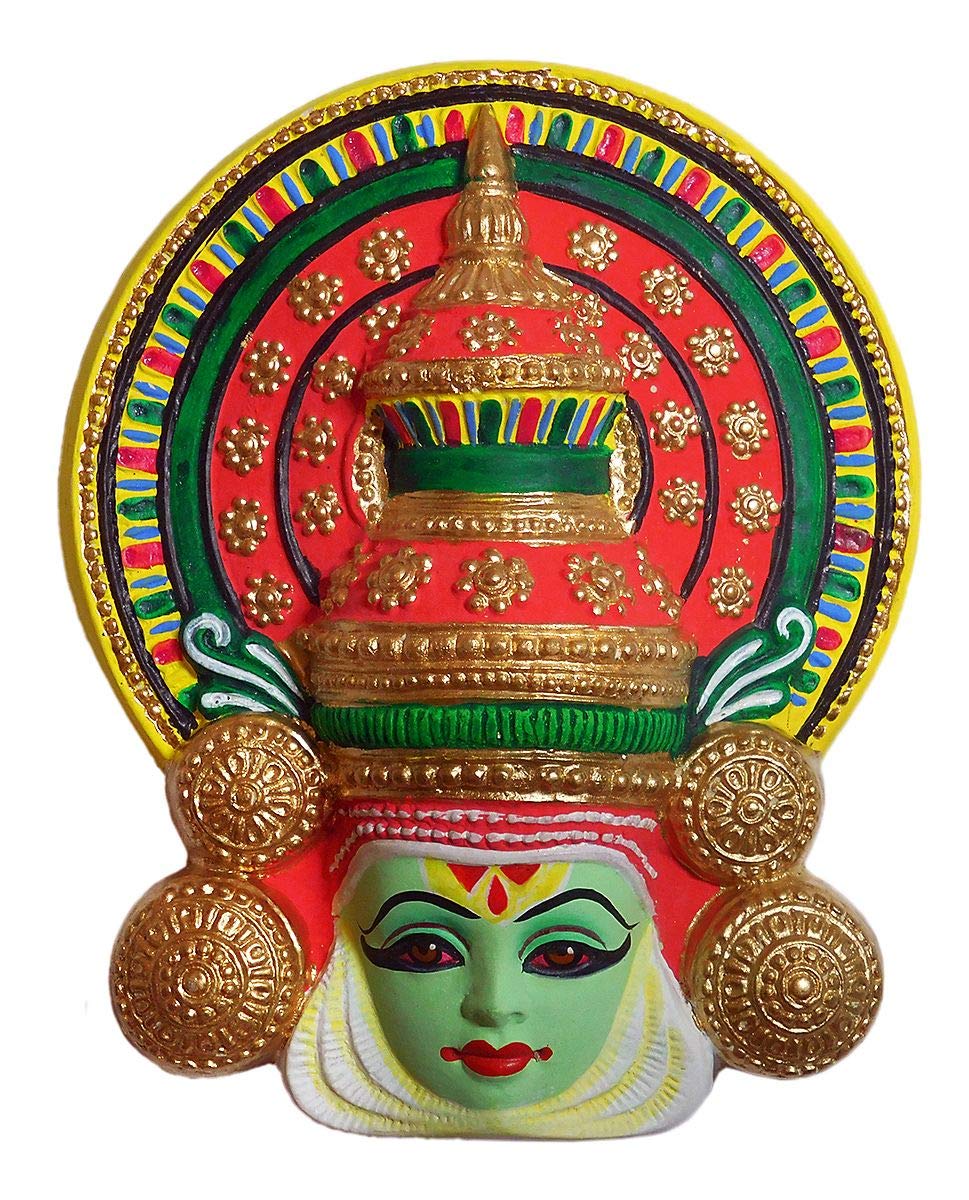 DollsofIndia Kathakali Krishna Mask - Papier Mache - 9 x 7.25 x 2 ...