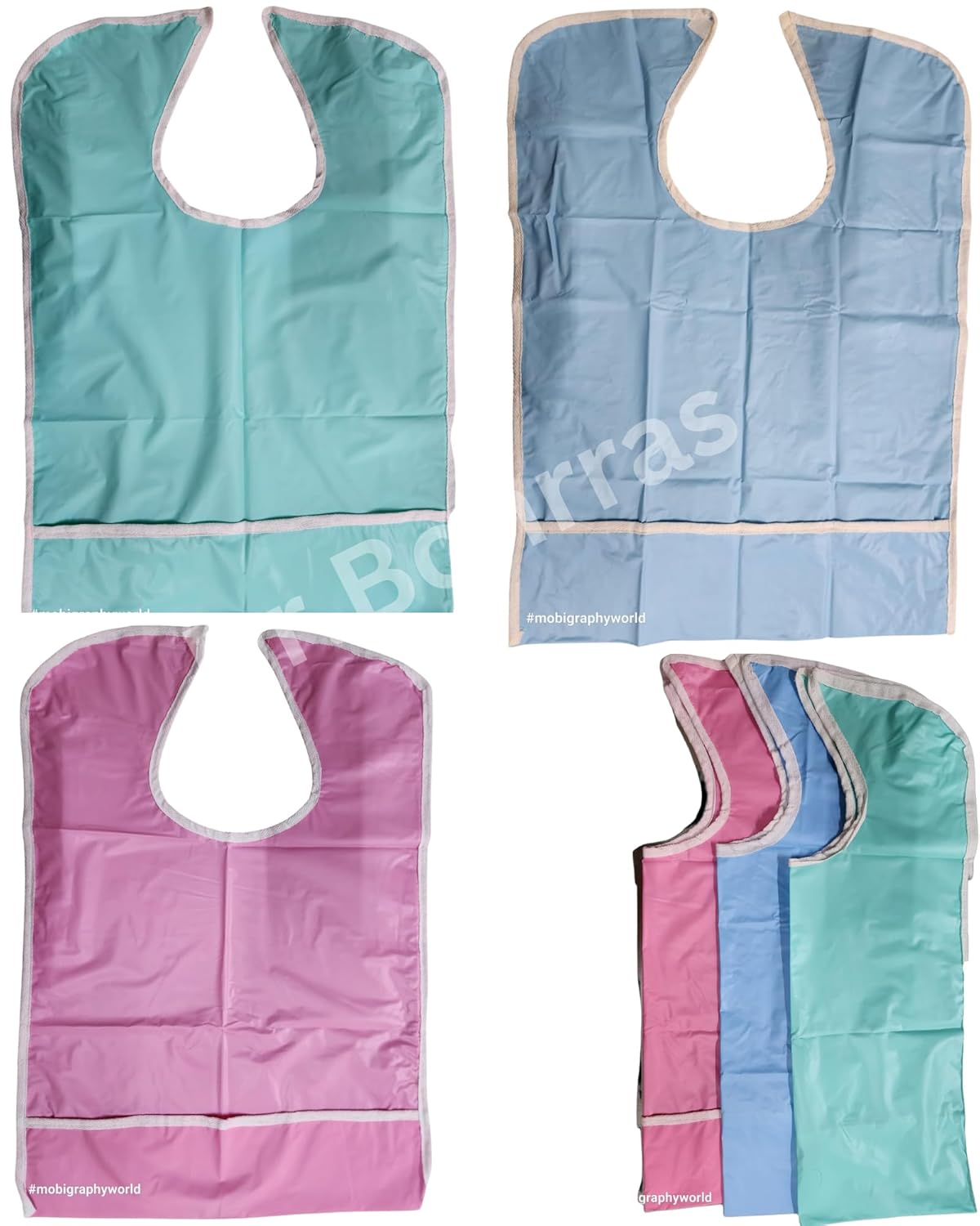 Dr.Bohrras PVC Adult Food or Dining Eating Bibs 3 Pcs Washable Reusable ...