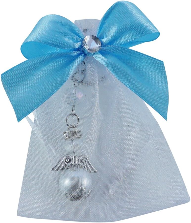 Amazon.com: Baptism Favor Pearl Crystal Angel Key Ring with Organza ...