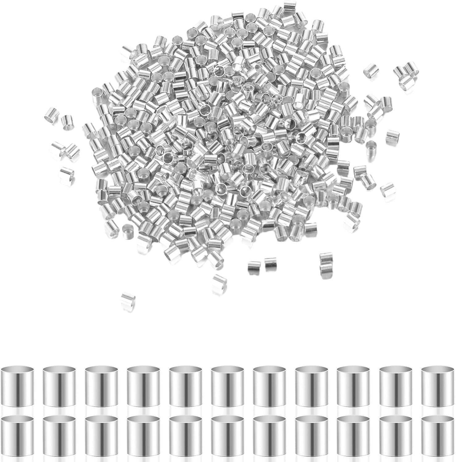 Amazon.com: JIEYAO 1000Pcs Crimp Tubes Bead Crimping Beads, Bead Tubes ...
