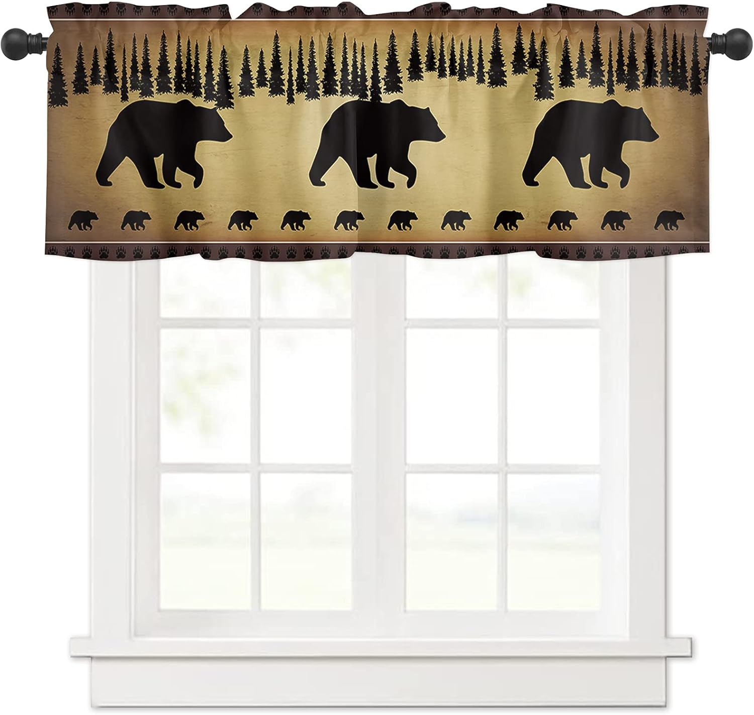 Amazon.com: Anzona Curtain Valance 54" x 18", Black Bear Forest ...