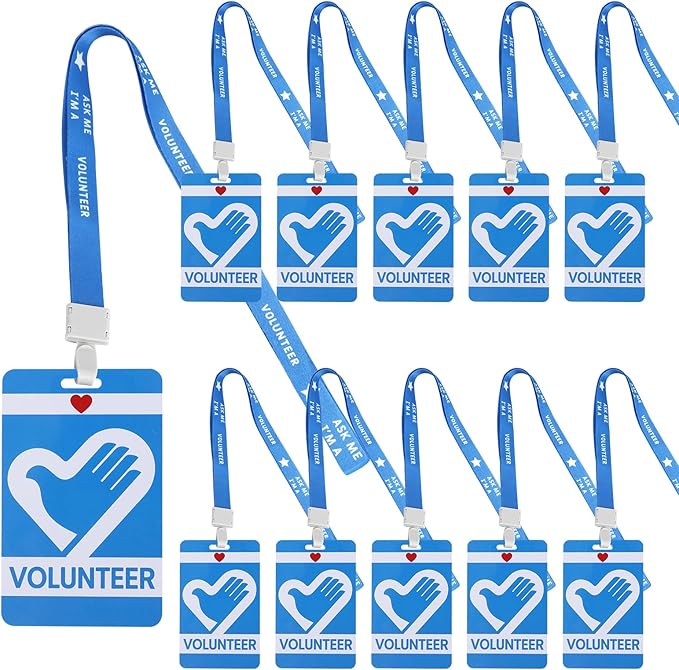 Amazon.com : 10 Sets Volunteer Lanyards with Badges PVC Plastic Card ...