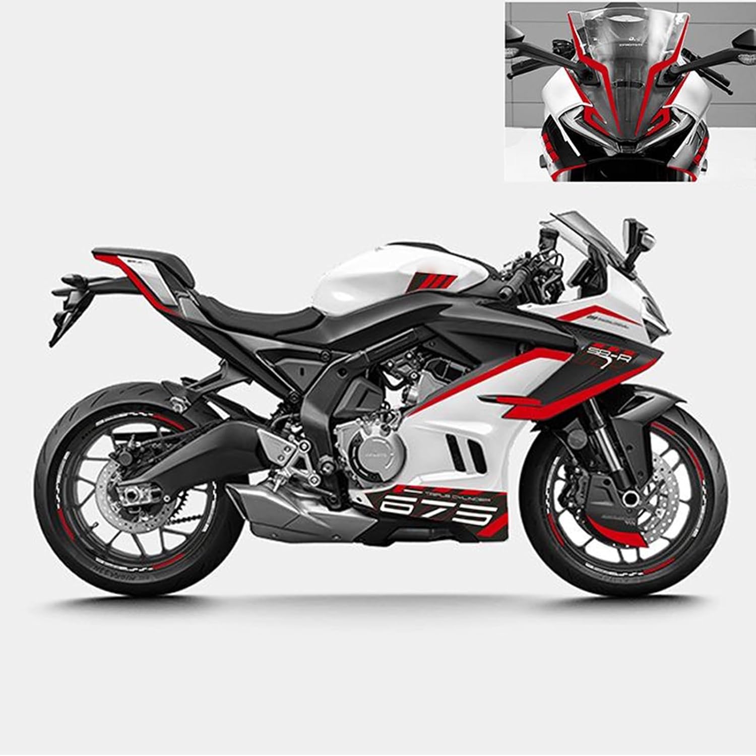 Amazon.com: TT719 Red Fairing Sticker Assembly Compatible with CFMOTO ...