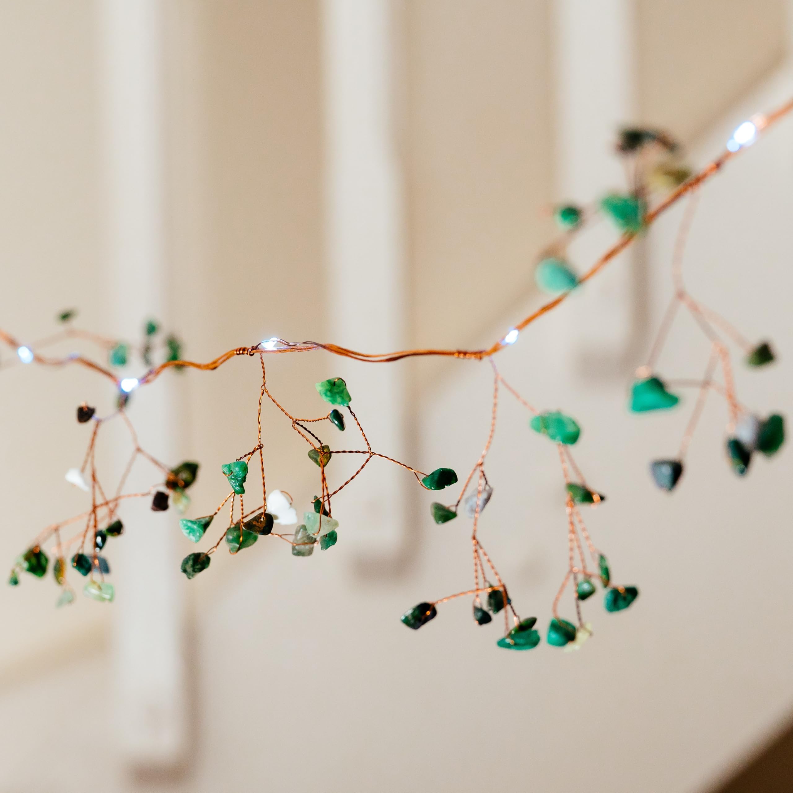 20 LED Micro Green Stone Garland Fairy String Light – White Battery ...
