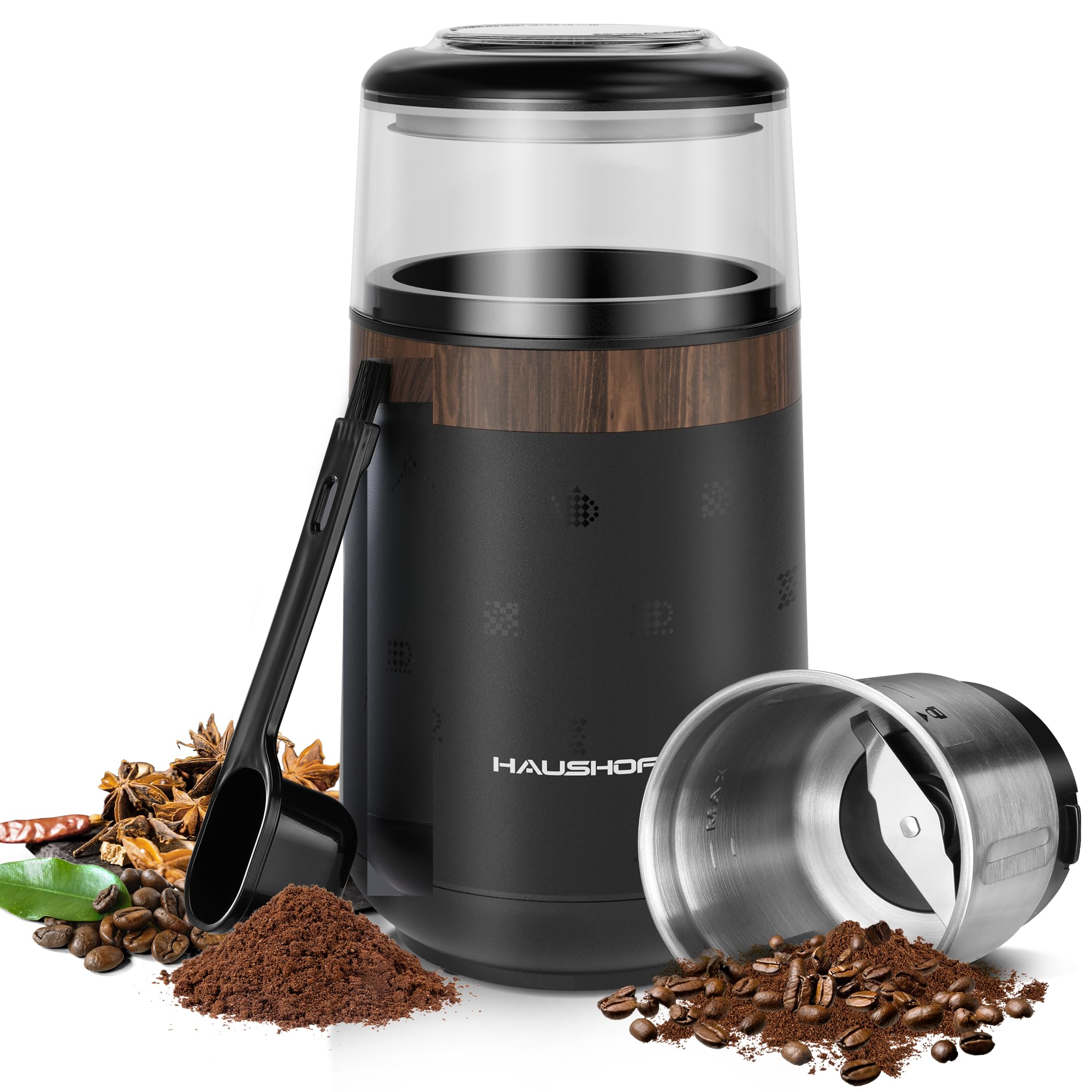 Amazon.com: HAUSHOF Coffee Grinder Electric, One Touch Spice Grinder ...