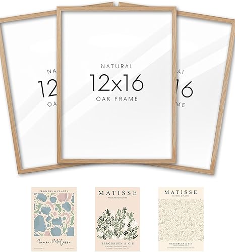Amazon.com: KensTro 12x16 Set of 3 Natural Oak Wood Picture Frame with ...