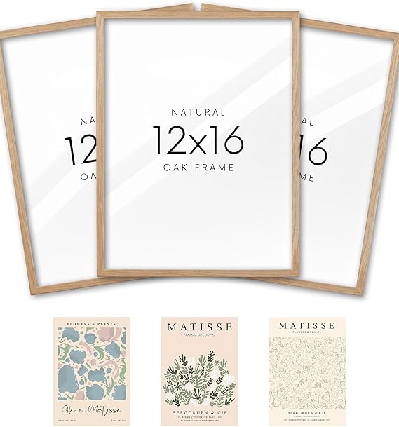 Amazon.com: KensTro 12x16 Set of 3 Natural Oak Wood Picture Frame with ...