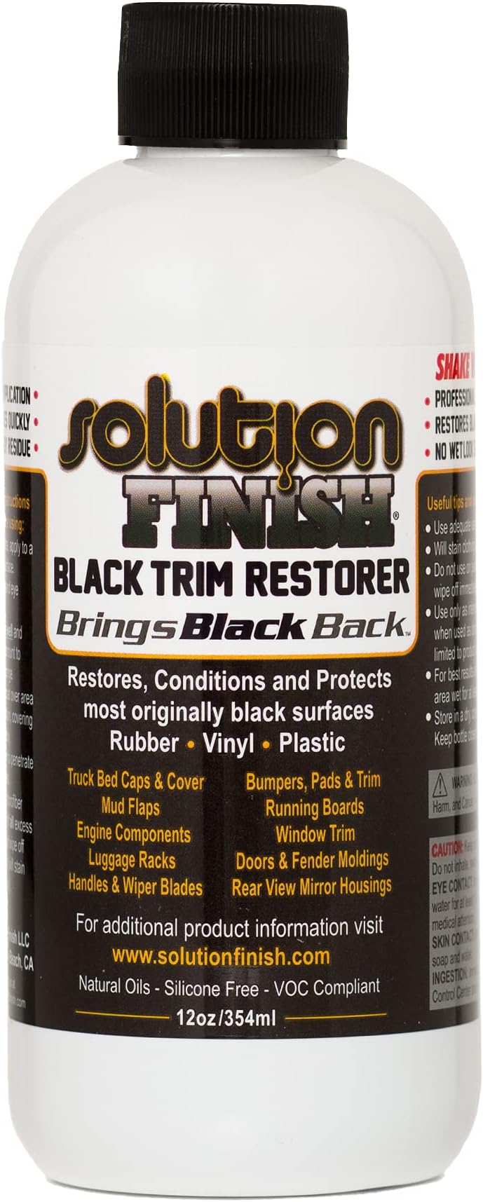 Solution Finish - Black Plastic & Vinyl Restorer - Use for Car and ...